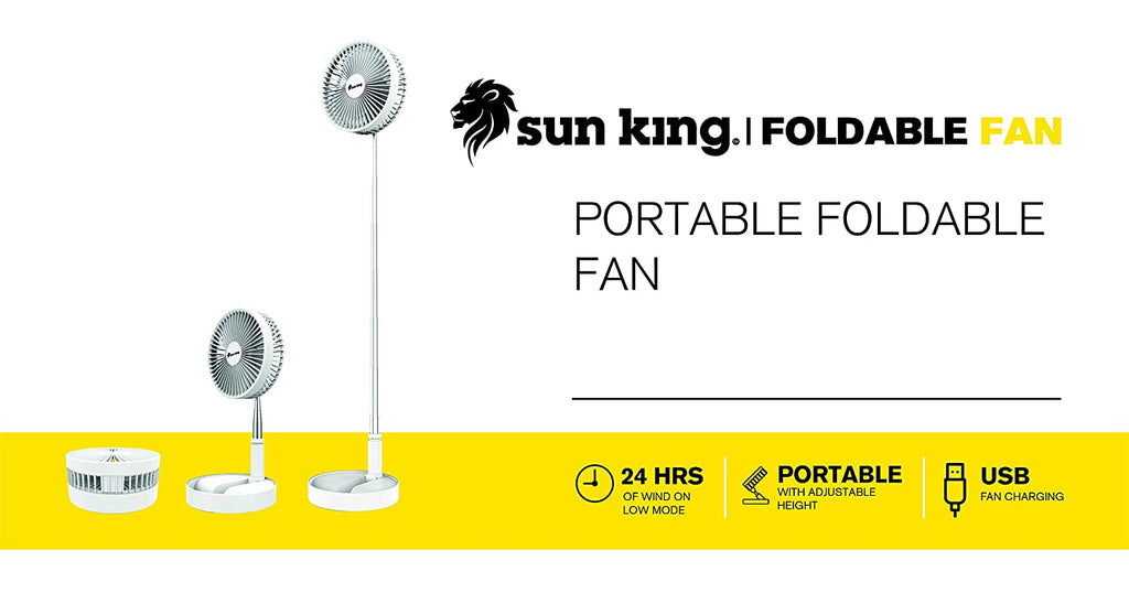 Sun King Foldable Fan - Portable, Battery Powered, 4 speeds – Legacy ...